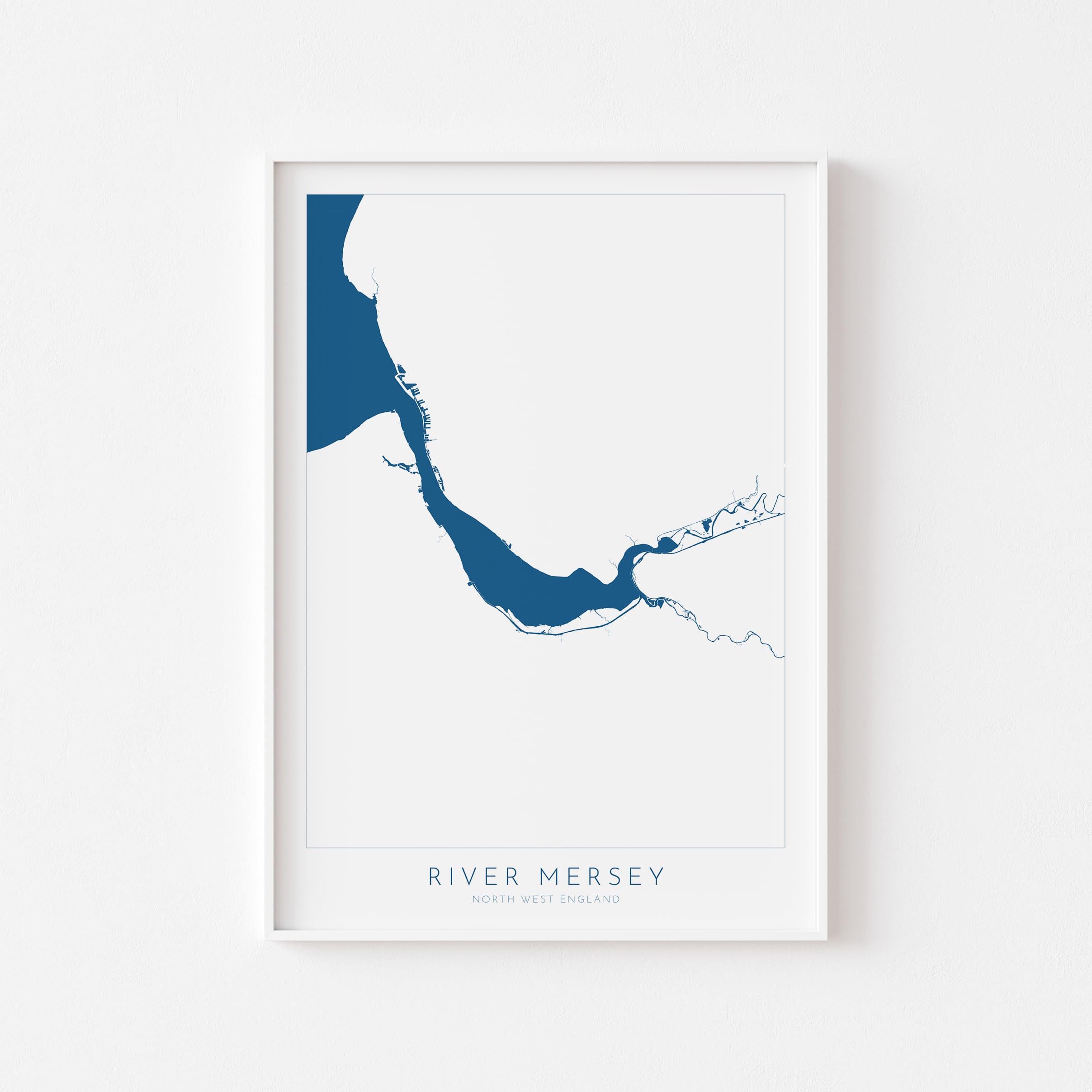 North West England Map Art | River Mersey, Manchester & Liverpool River ...